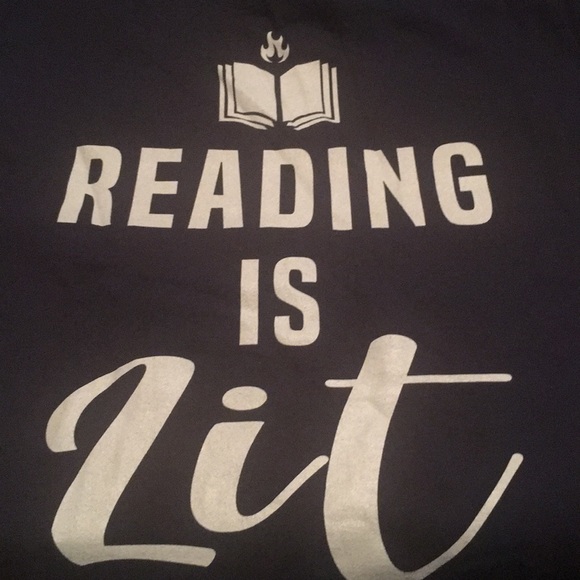 Tops | Navy Blue Reading Is Lit T Shirt | Poshmark